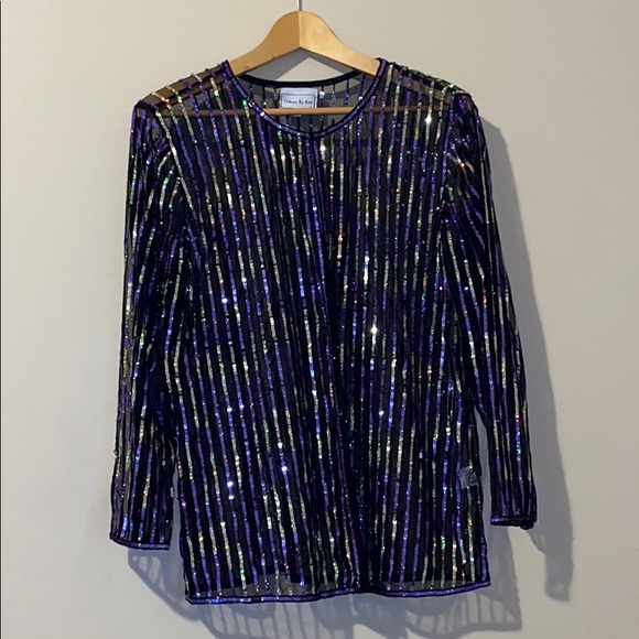 Odeon by Kris | Jackets & Coats | Black Lace Open Face Jacket W Sequins ...